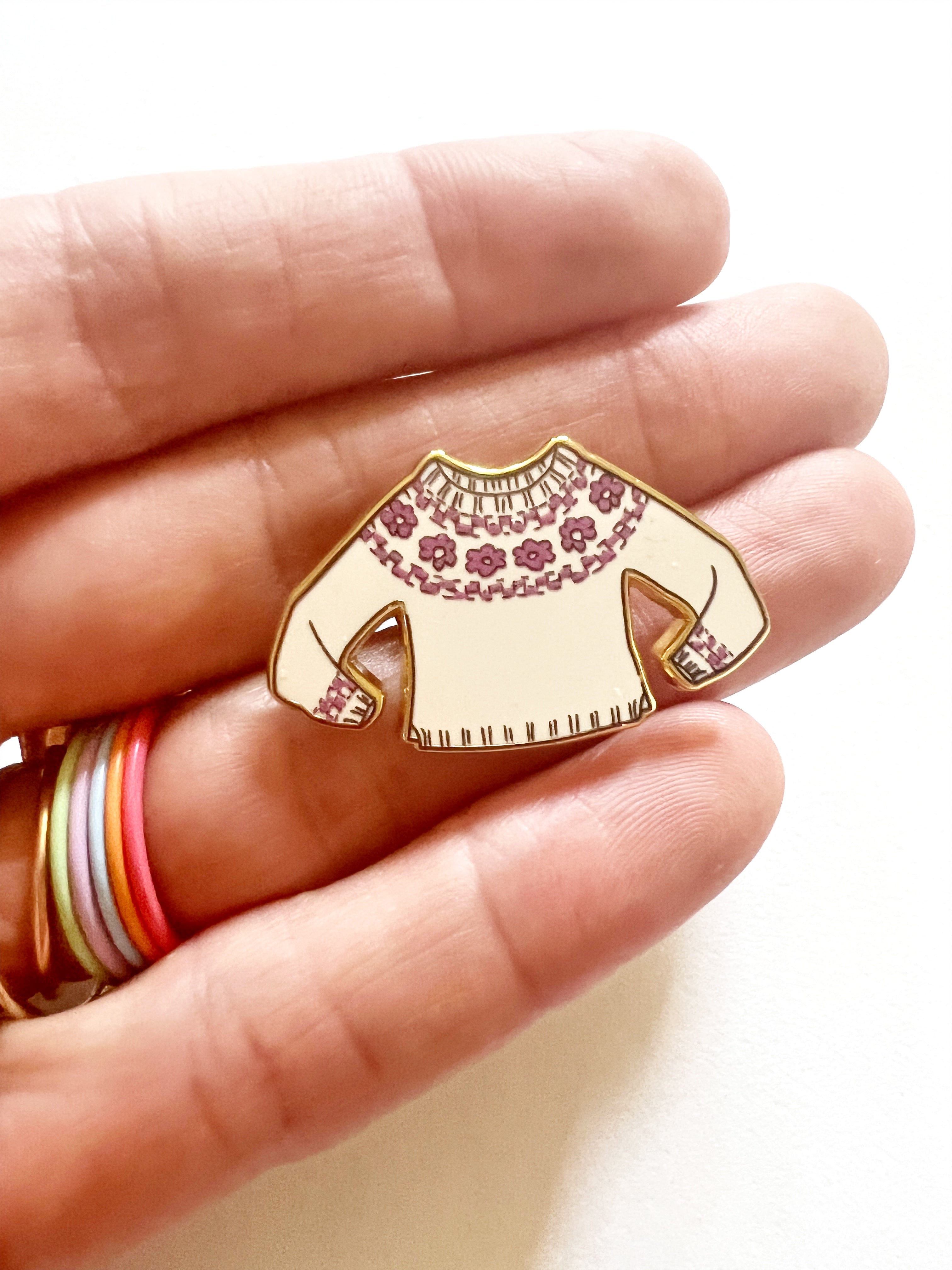 Wonderland Sweater Enamel Pin – Knit Collage