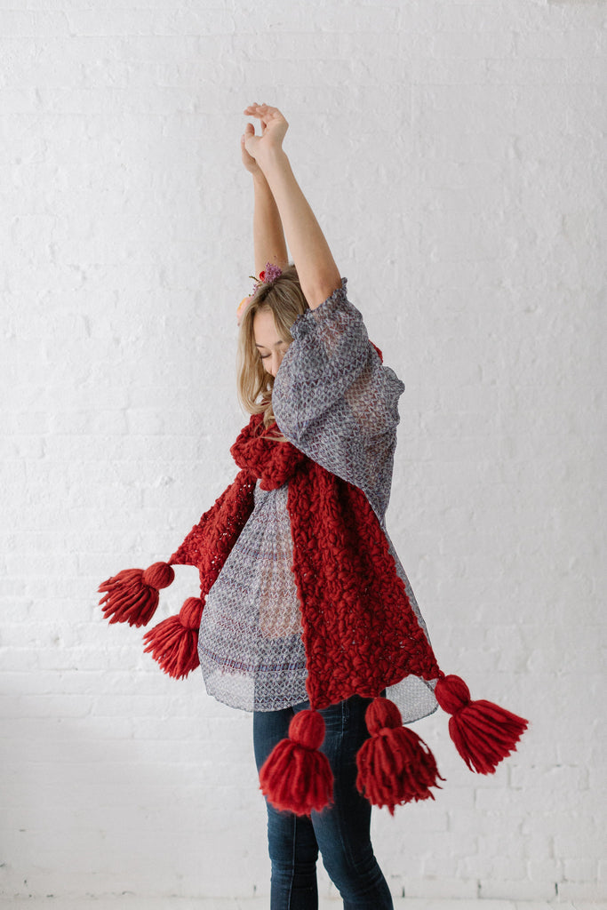 Knit Collage Mistletoe Tassel Maxi Scarf Knitting Pattern