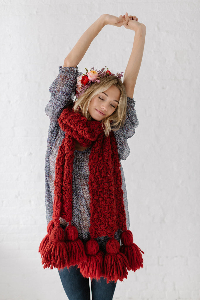 Knit Collage Mistletoe Tassel Maxi Scarf Knitting Pattern