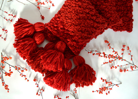 Knit Collage Mistletoe Tassel Maxi Scarf Knitting Pattern